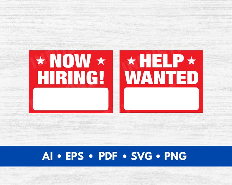 Now Hiring Signs Vector, Help Wanted Signs Cut File, Yard Sale Sign ...