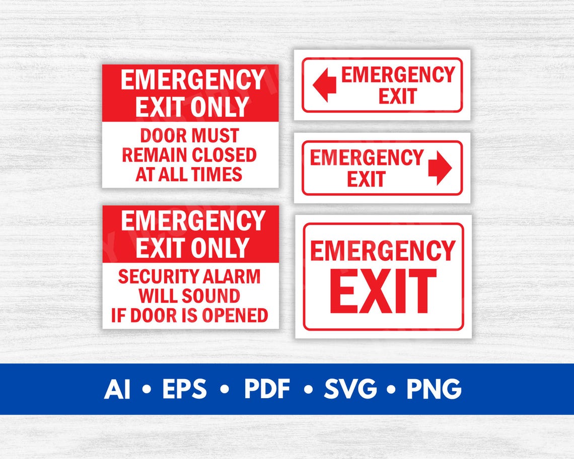 Emergency Exit Signs Vector, Emergency Exit Sign Designs SVG, Emergency ...