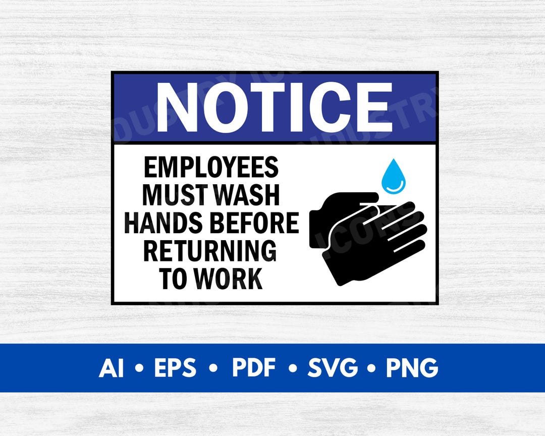 Notice Employees Must Wash Hands Sign Vector, Restroom Wash Hands Sign ...
