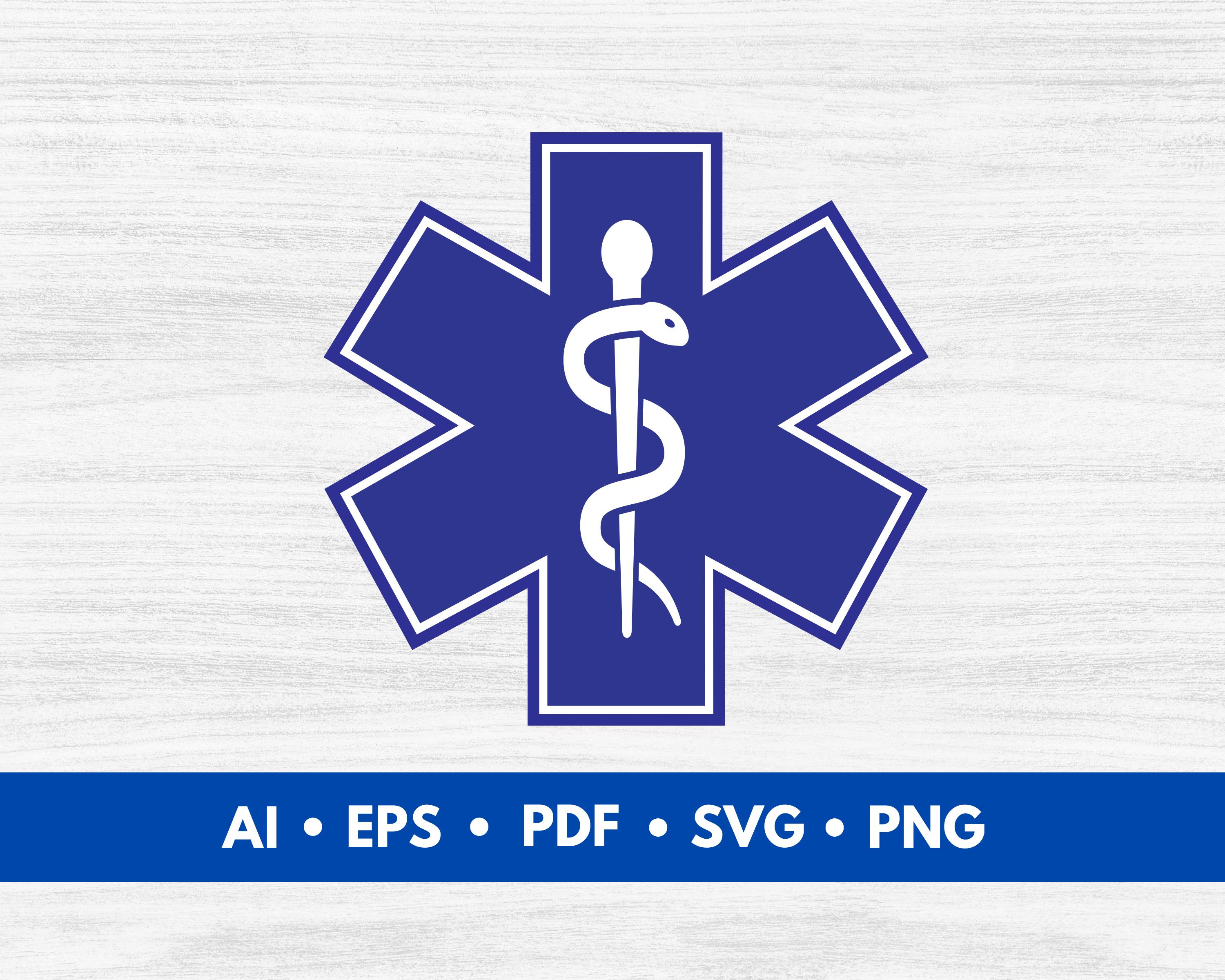 EMS Symbol Vector, Star of Life SVG, Rod of Asclepius, Medical Symbol ...