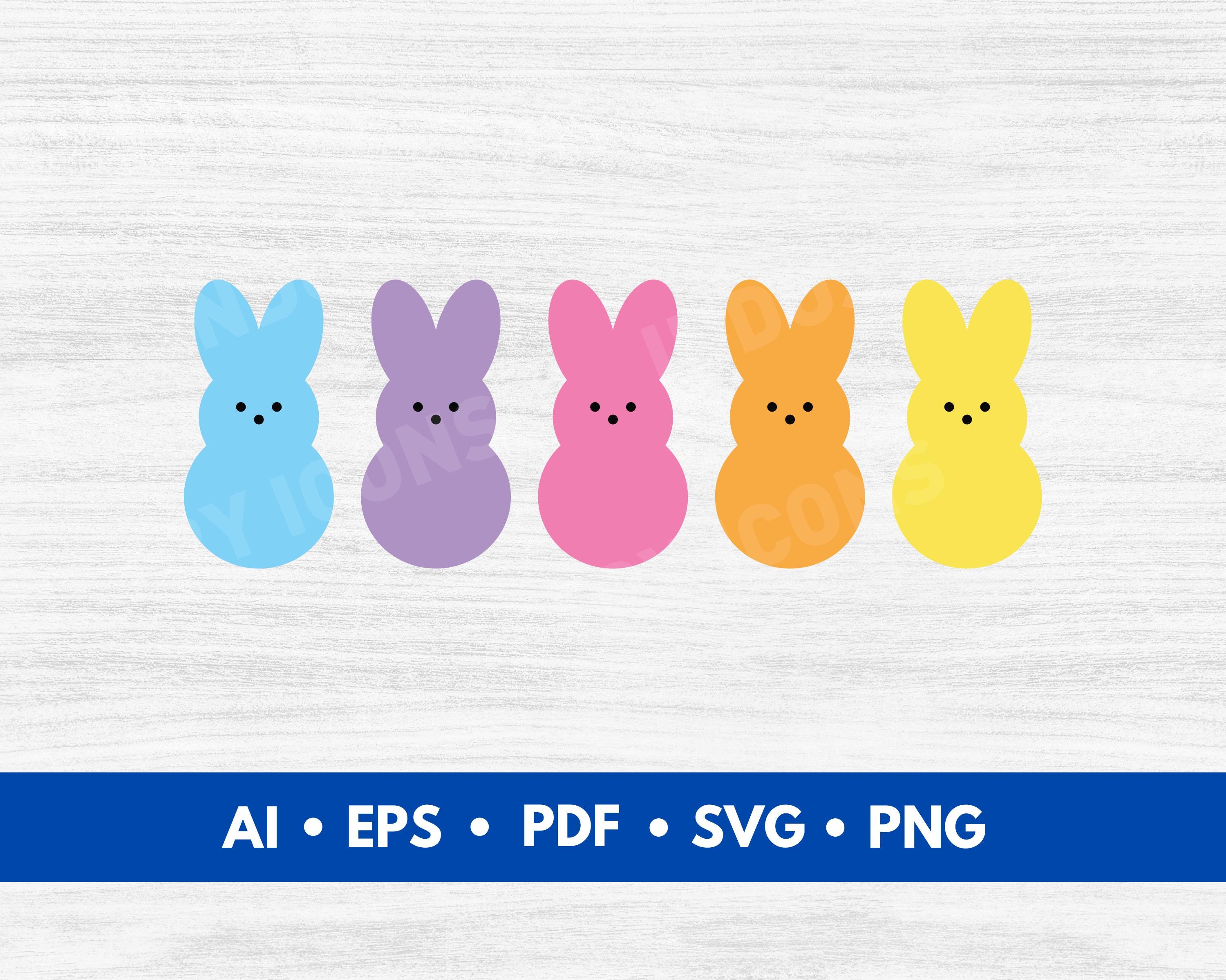Colorful Marshmallow Bunny Vector, Rainbow Marshmallow Bunnies Cut File ...