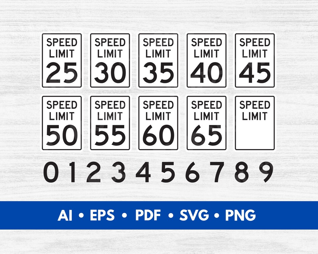 Speed Limit Signs Vector, Speed Limit Sign Clip Art, Road Sign Cut File ...