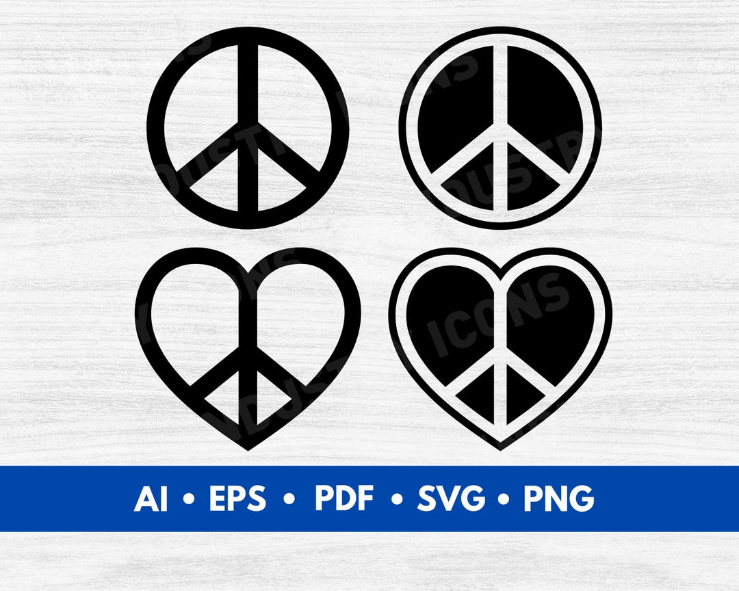Peace Sign Symbol Vector, Heart Peace Sign Cut File, Peace Sign SVG ...