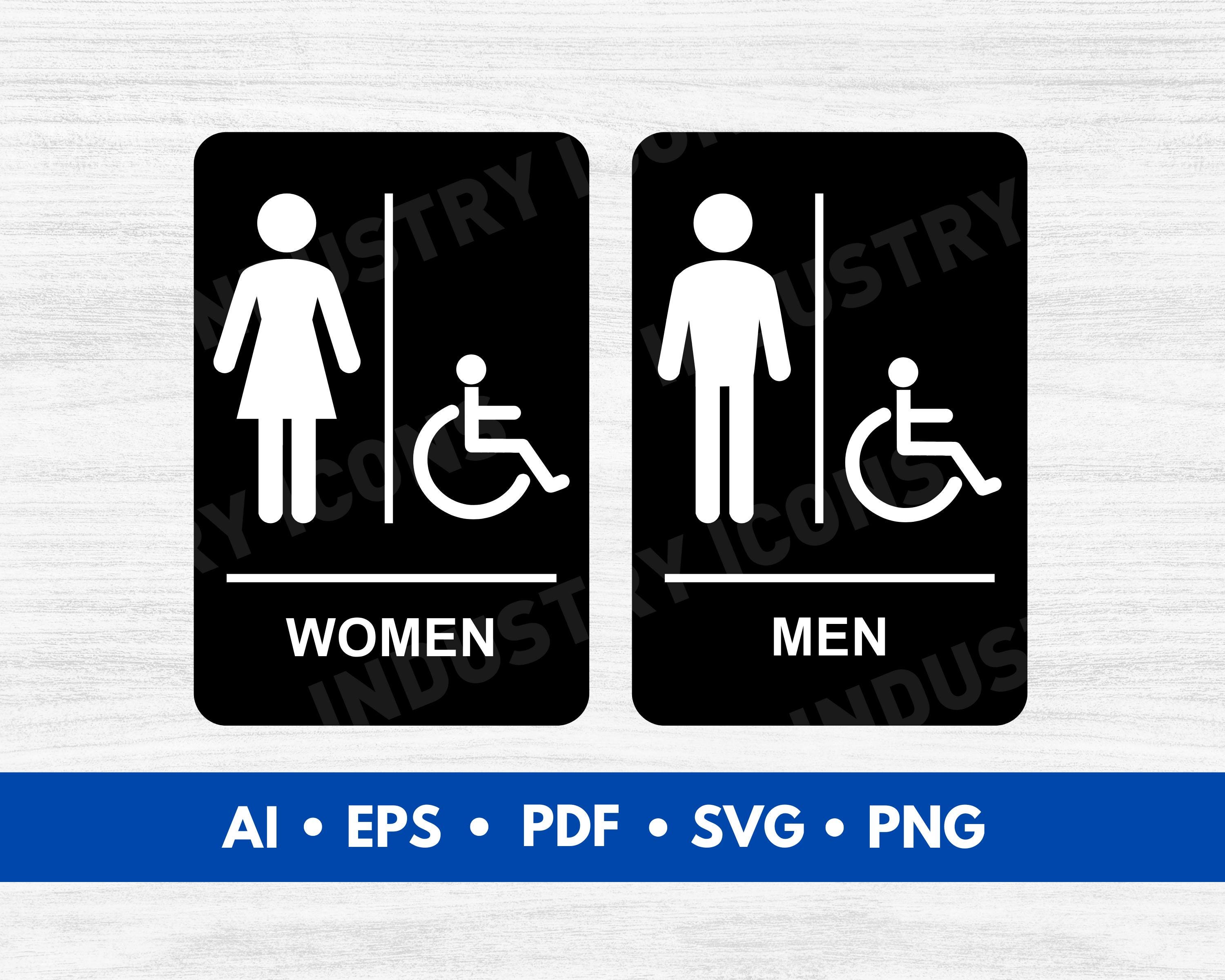 Mens & Womens Restroom Signs Vector Set, ADA Bathroom Symbols SVG Cut ...