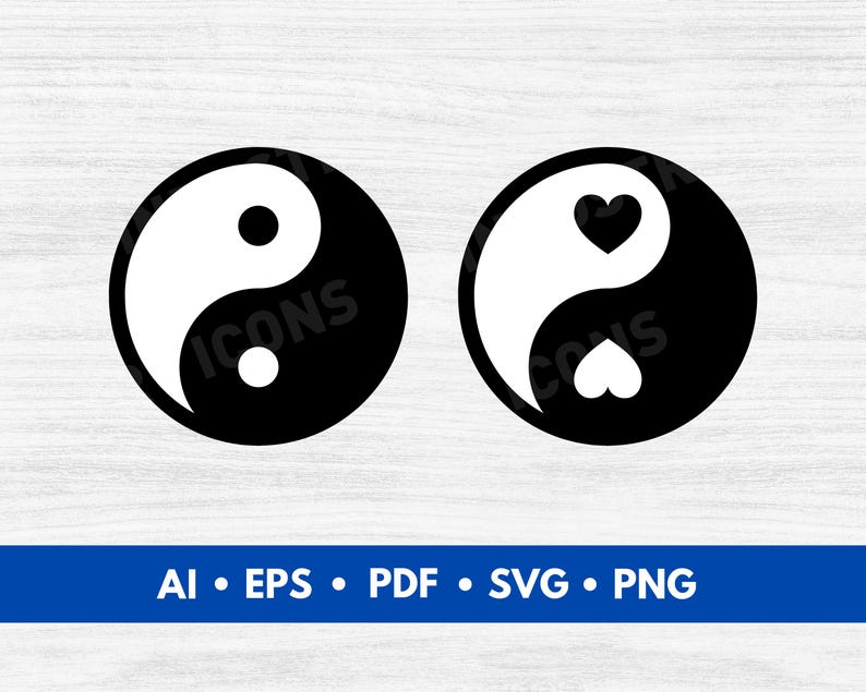 Yin Yang Symbol Vector, Yin Yang Cut File, Yin Yang SVG, Heart Yin Yang ...