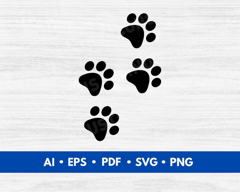 Cat Paw Print Vector, Cat Paw Prints Cut File, Cat Foot Trail SVG, Cat ...