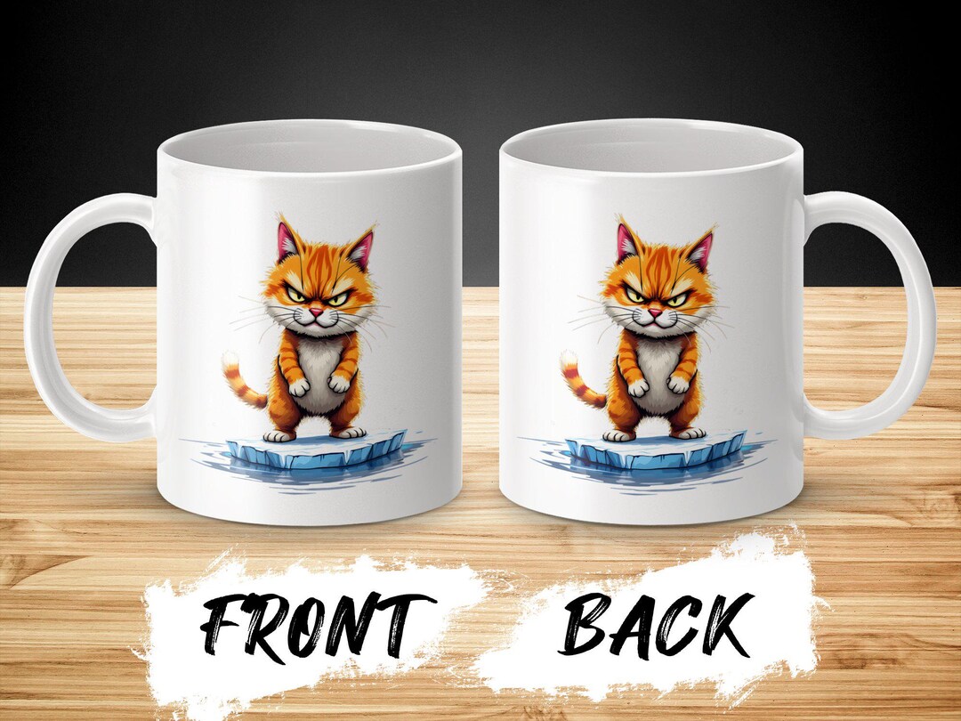 Funny Grumpy Cat Mug, Cute Angry Cat Coffee Mug, Adorable Cat Lover ...