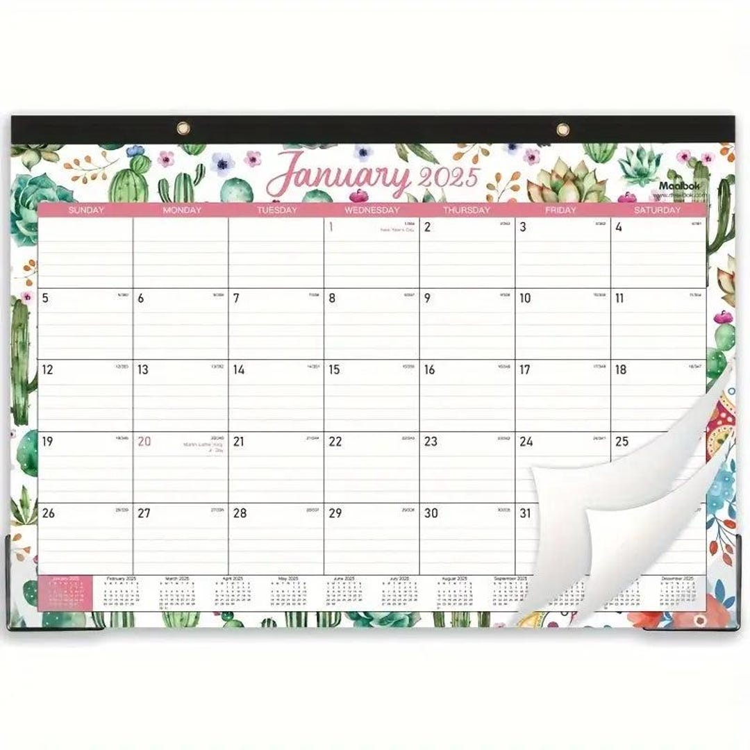 2025 Desk Calendar 17x12 Cactus Theme - Etsy