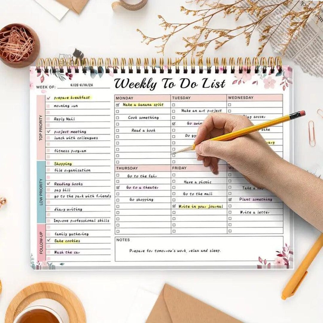 Student Weekly To-do List Planner A4 English Academic Schedule Notebook ...
