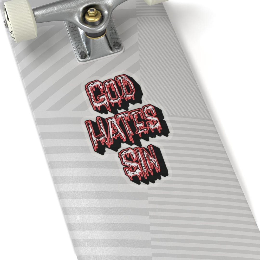 Grunge Stickers God Hates Sin Design Water Bottle Decal Scripture ...