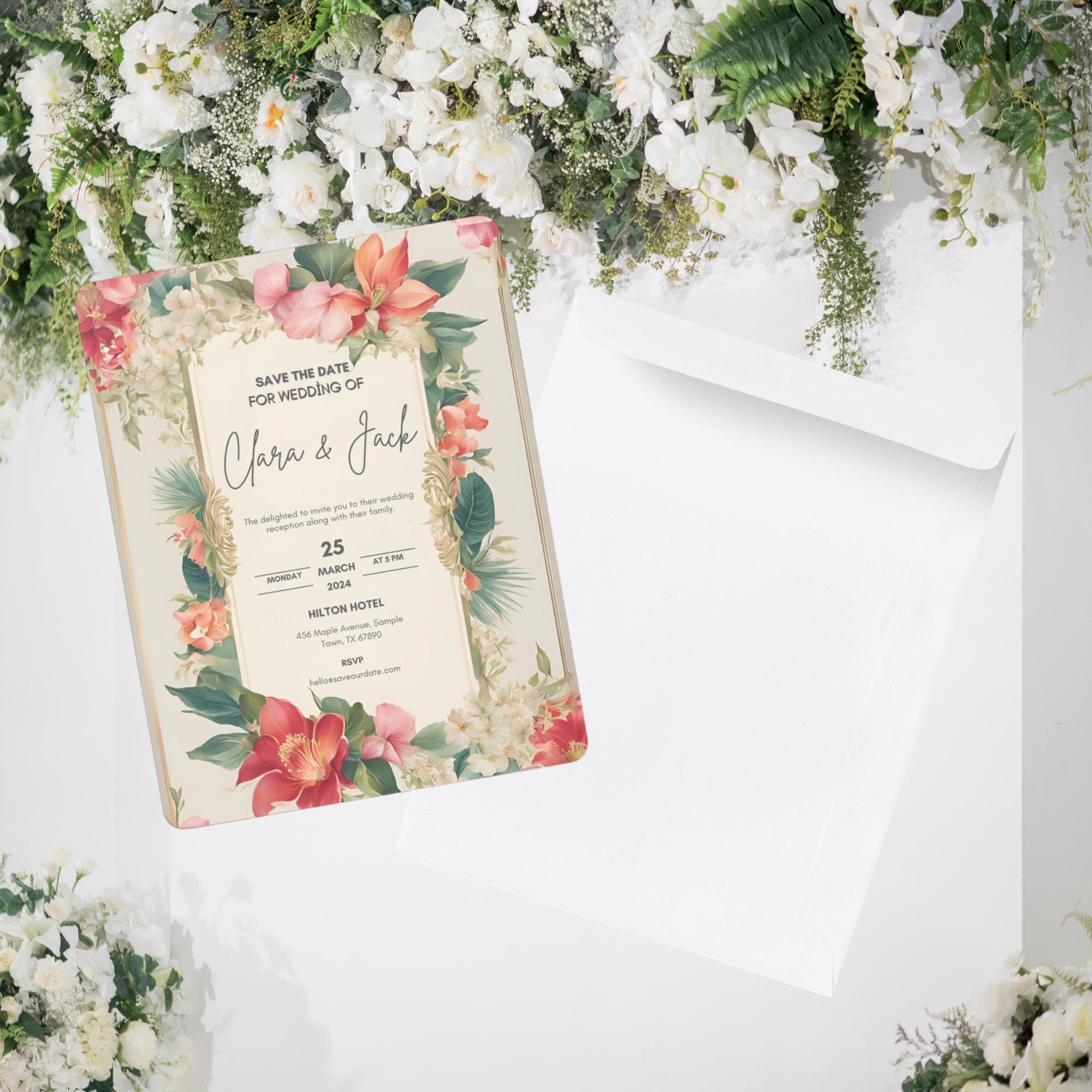 Flower Wedding Invitation Template – Elegant & Customizable Canva ...