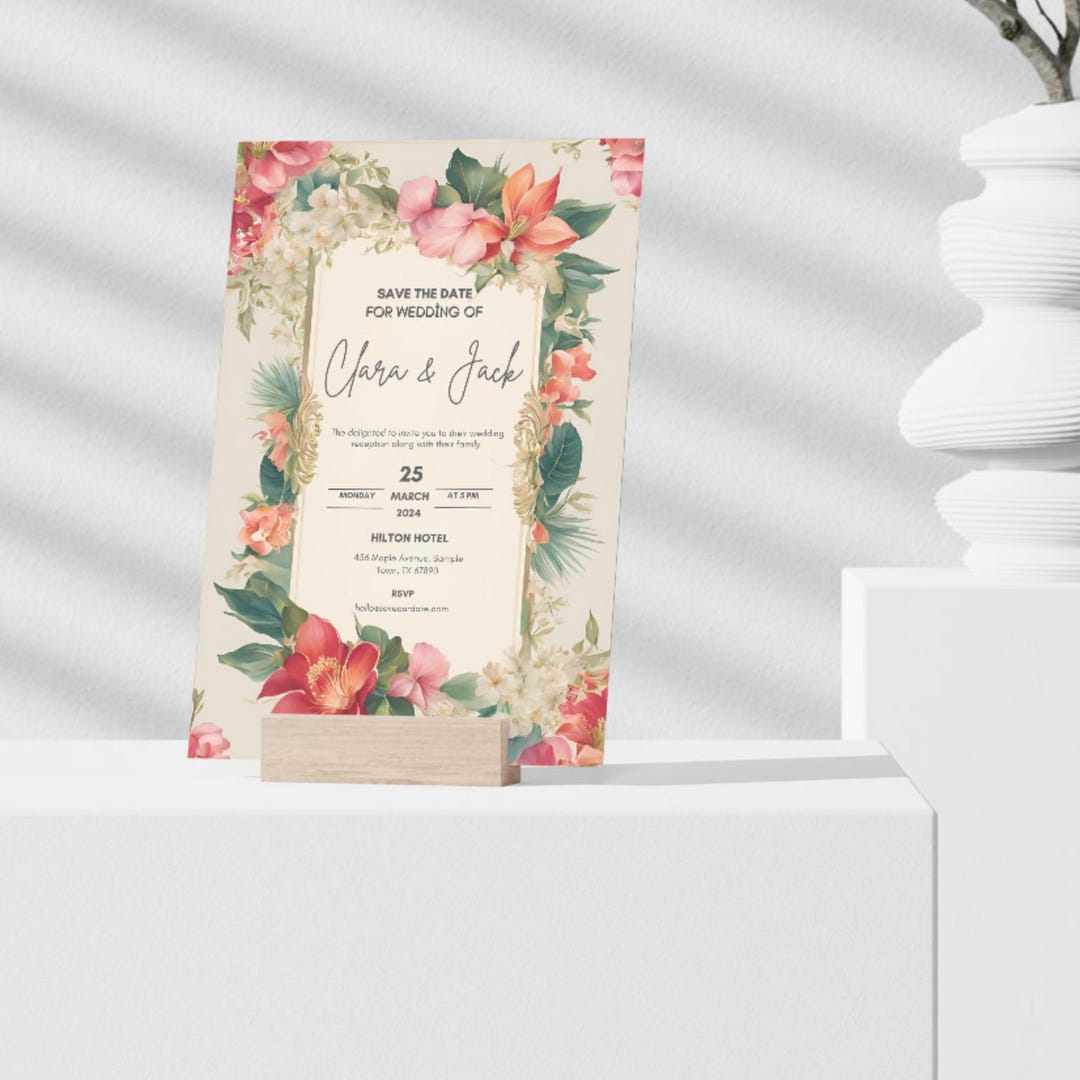 Flower Wedding Invitation Template – Elegant & Customizable Canva ...