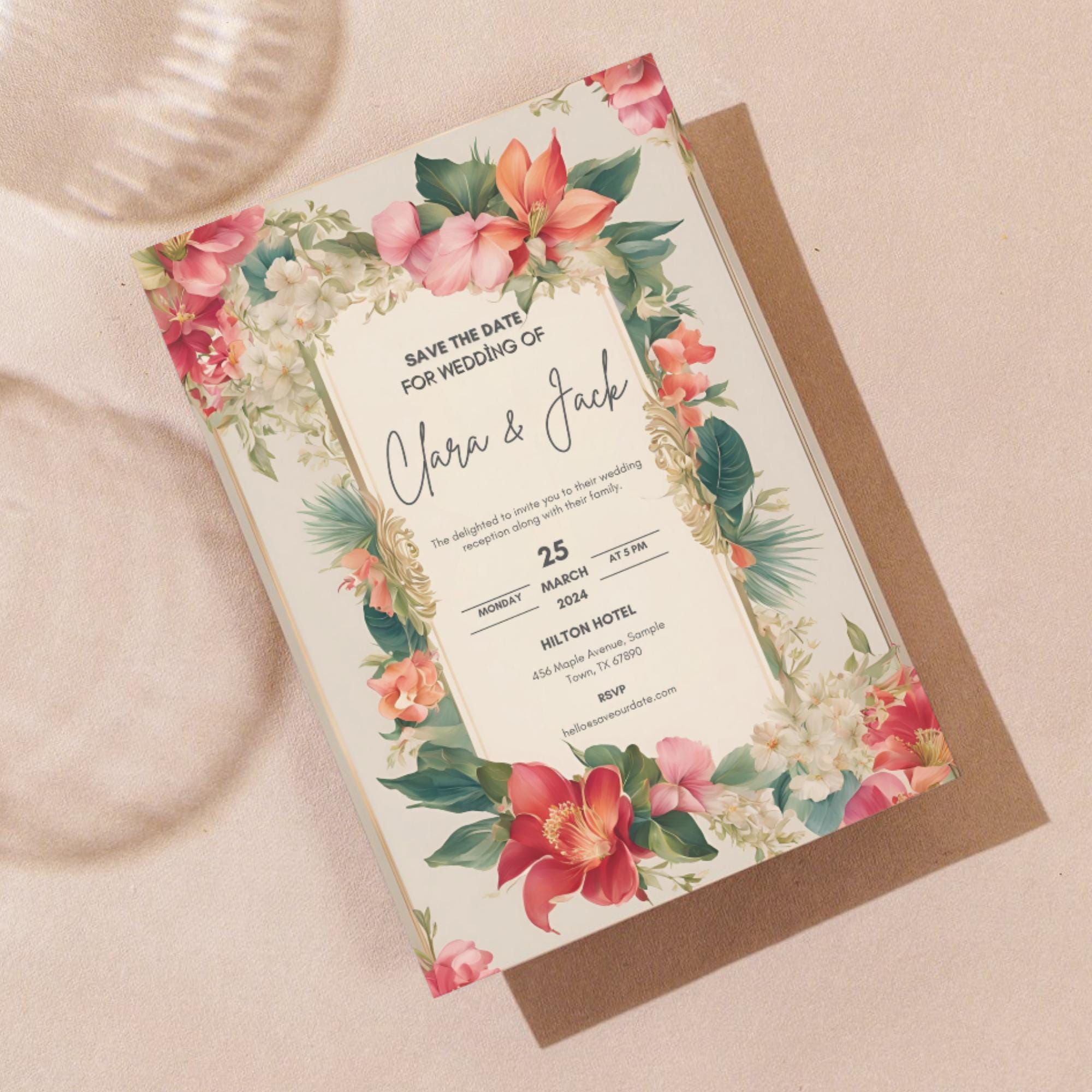 Flower Wedding Invitation Template – Elegant & Customizable Canva ...