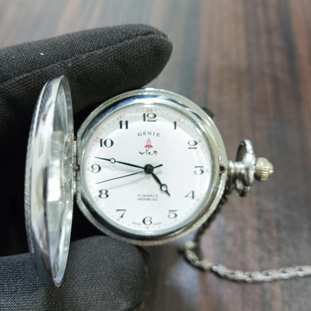 Vintage Genie 17 Jewels Swiss Pocket Watch – Classic Incabloc Timepiece ...