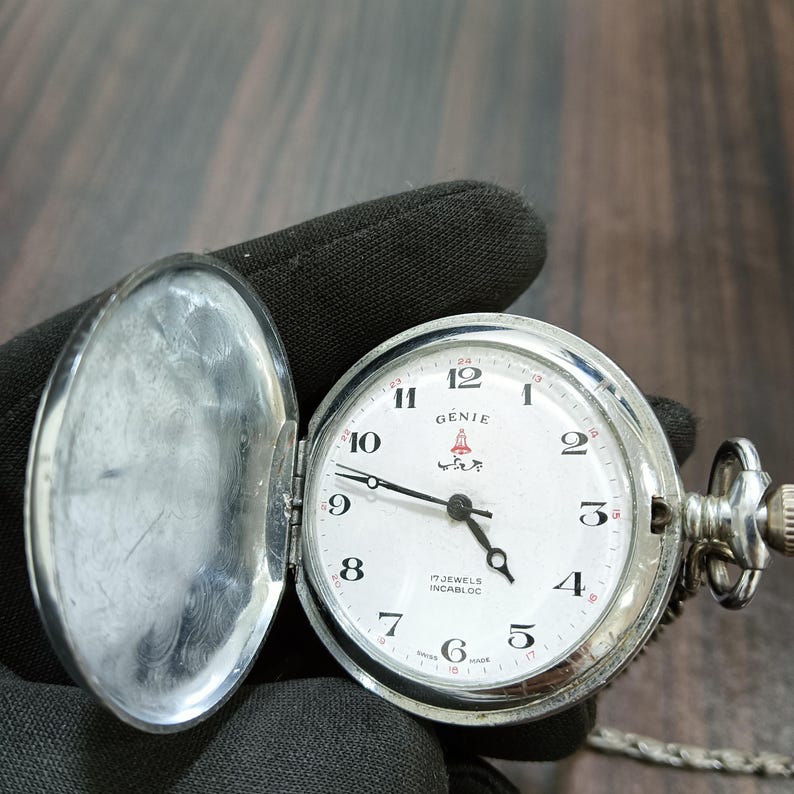 Vintage Genie 17 Jewels Swiss Pocket Watch – Classic Incabloc Timepiece ...
