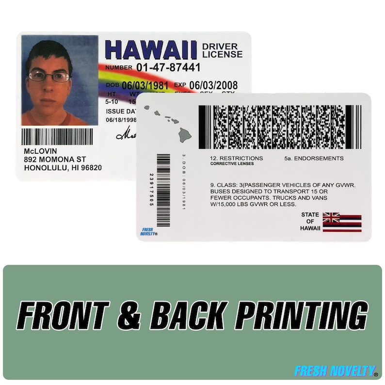 Mclovin ID Card | Novelty Card | 86x54mm (standard ID Size) | Gift for ...