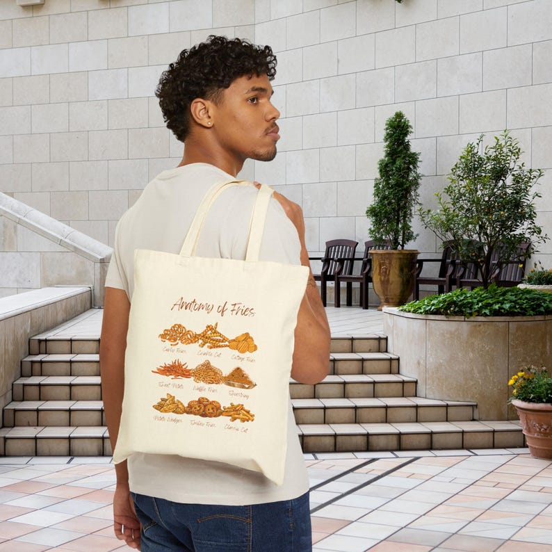 Cute Anatomy of Fries Canvas Tote Bag Food Lover Bag Food Designs Chic ...
