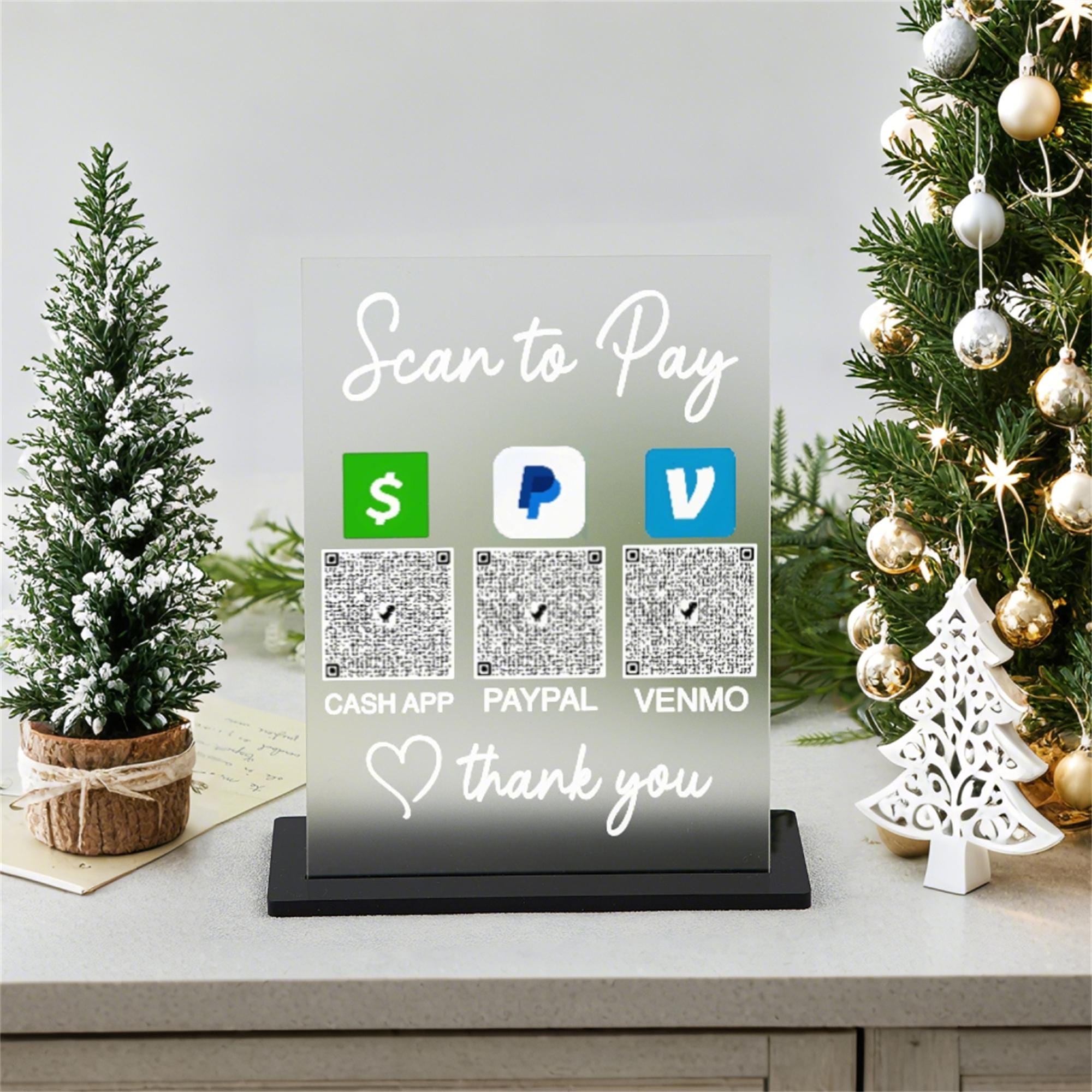 Multi Qr Code Business Social Media Sign, Scan to Pay Acrylic Sign ...