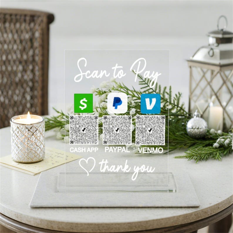 Multi Qr Code Business Social Media Sign, Scan to Pay Acrylic Sign ...