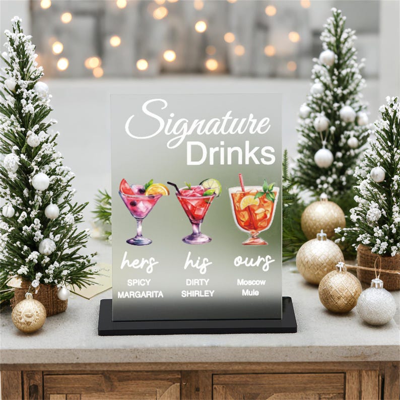 Acrylic Wedding Drinks Sign,his and Hers Signature Drinks Sign ...