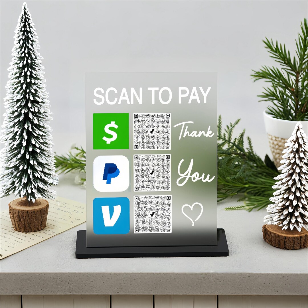 Multi Qr Code Business Social Media Sign, Scan to Pay Acrylic Sign ...