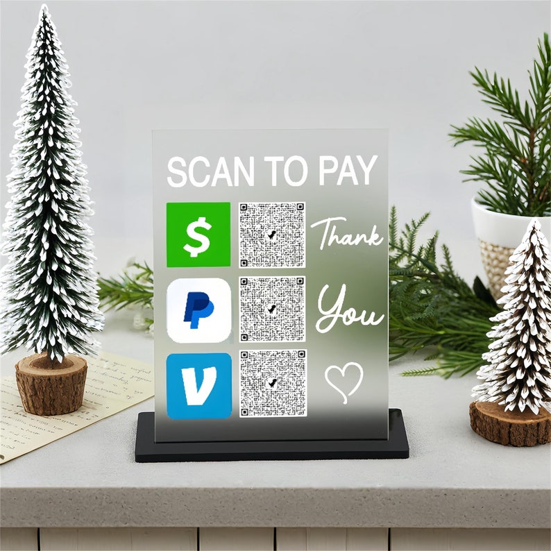 Multi Qr Code Business Social Media Sign, Scan to Pay Acrylic Sign ...