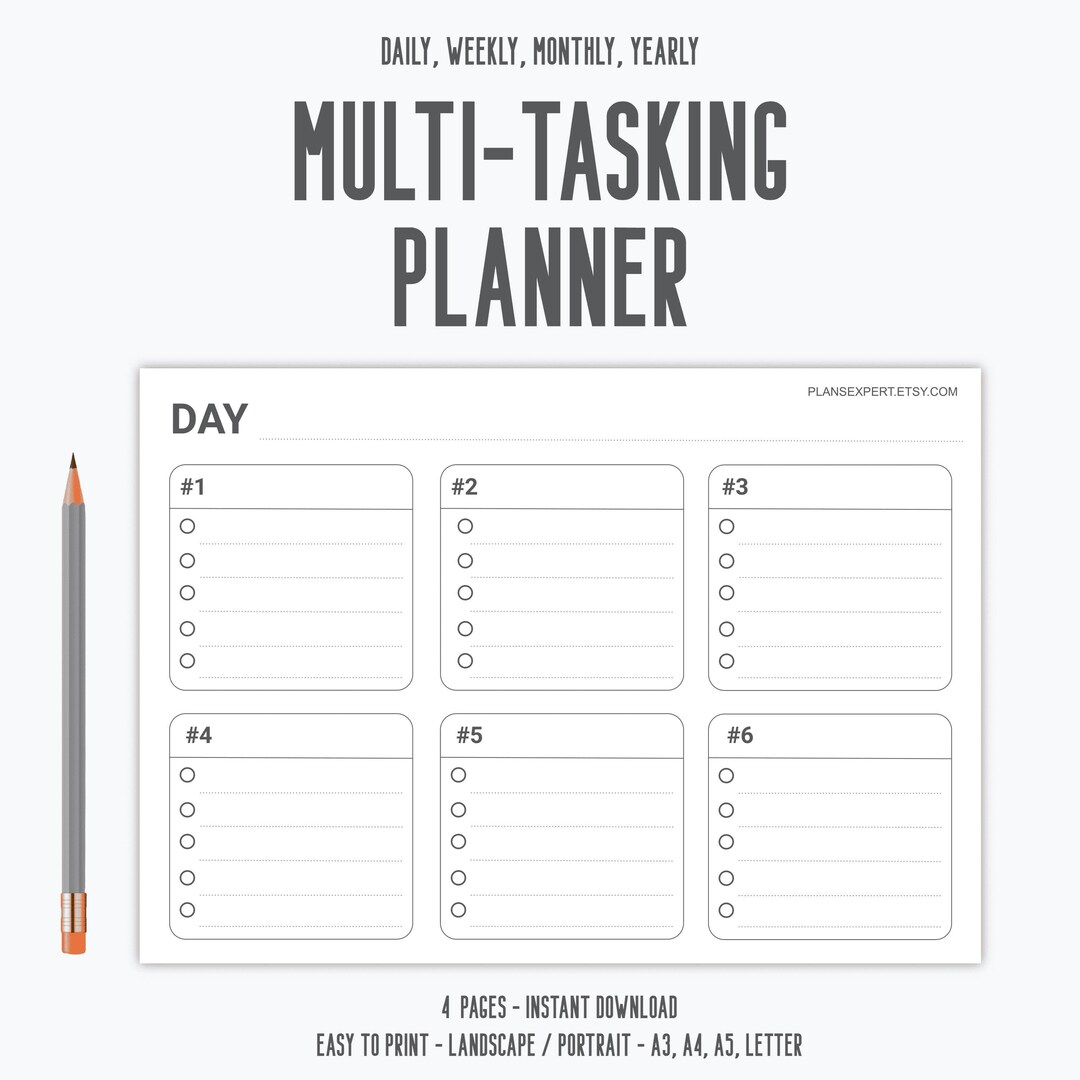 Multi-tasking Planner Set 8 Pages Instant Download Daily, Weekly ...