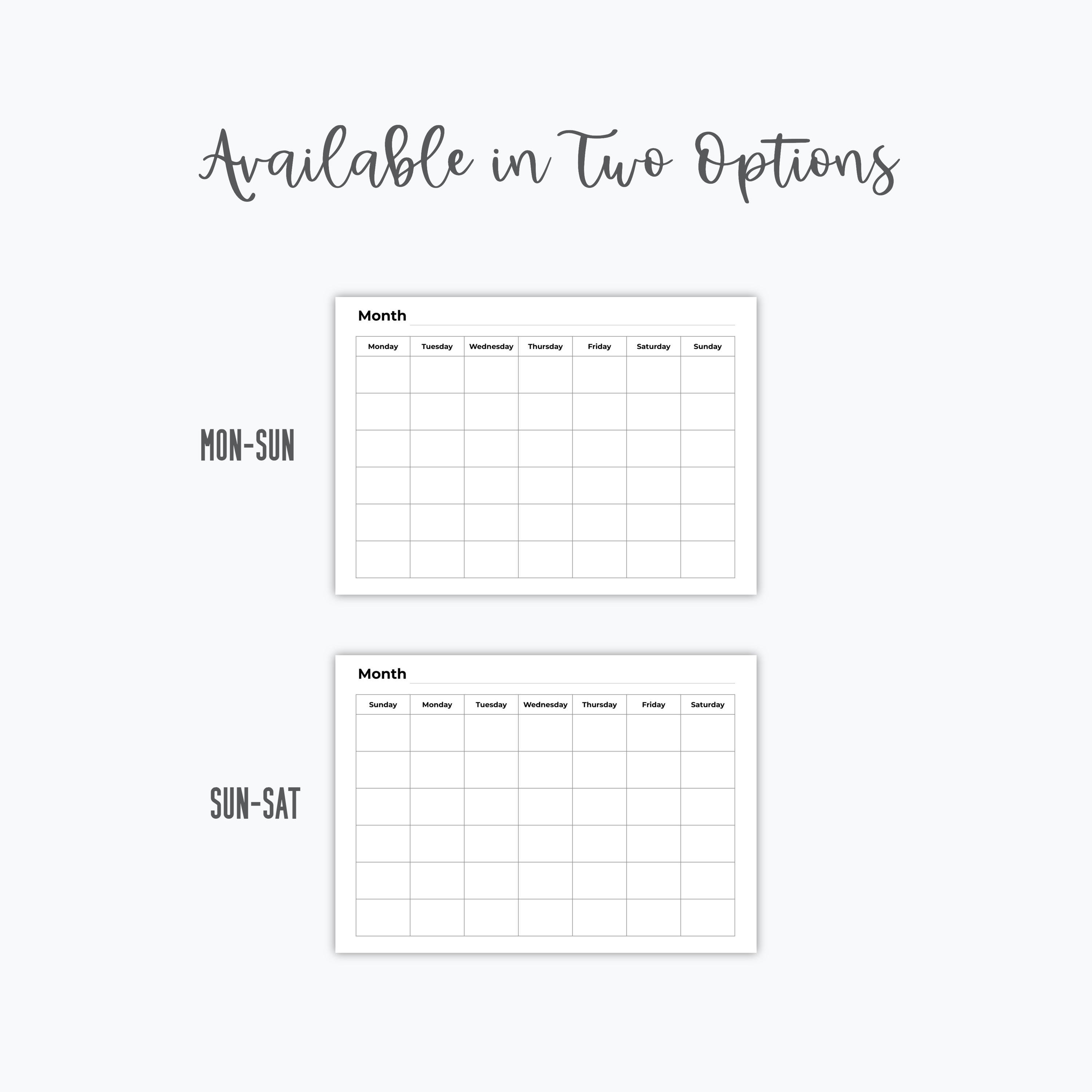 Custom Calendar - Instant Download - Blank Calendar, Printable Template ...