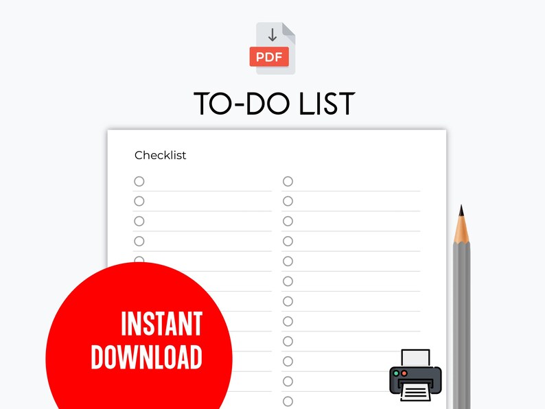 Blank To-do Checklist – Digital & Printable PDF in A4, A5, Letter and ...
