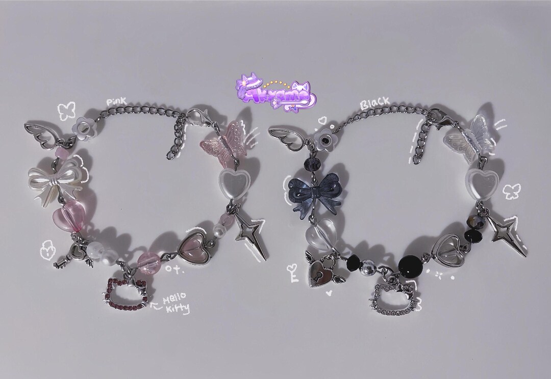 Matching Hello Kitty Bracelets, Black, Pink, White/ Friendship ...