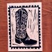 Cowboy Boot Linocut Print - Etsy