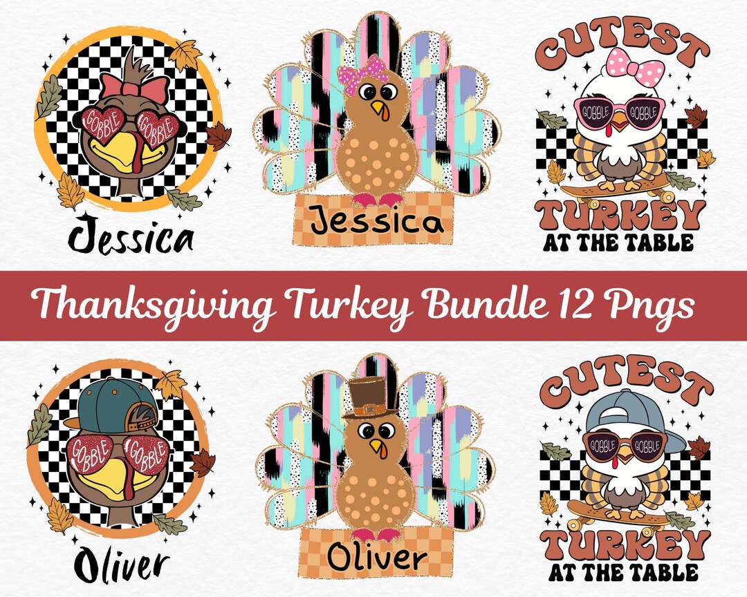 Cute Thanksgiving Turkey Bundle, Cutest Turkey at the Table Shirt PNG ...