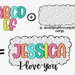 Custom Dot Dalmatian Alphabet With Background Png, Bright Doodle ...