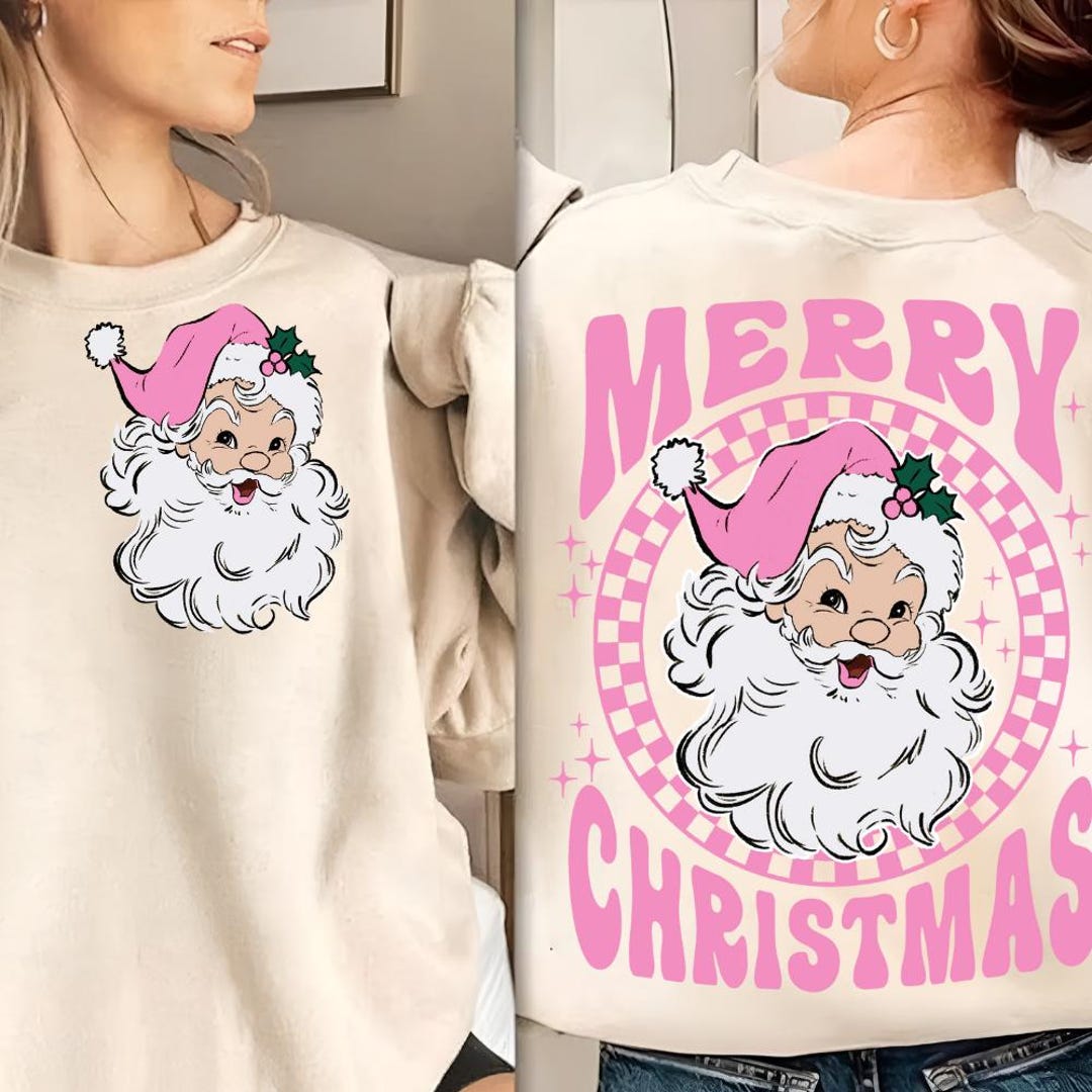 Merry Christmas Santa Pink SVG PNG, Pink Retro Christmas Png, Retro ...