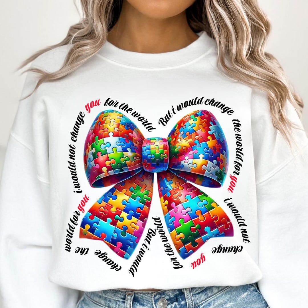 Autism Bow PNG File for Tshirt, Cute Trendy Popular Design for Shirts ...