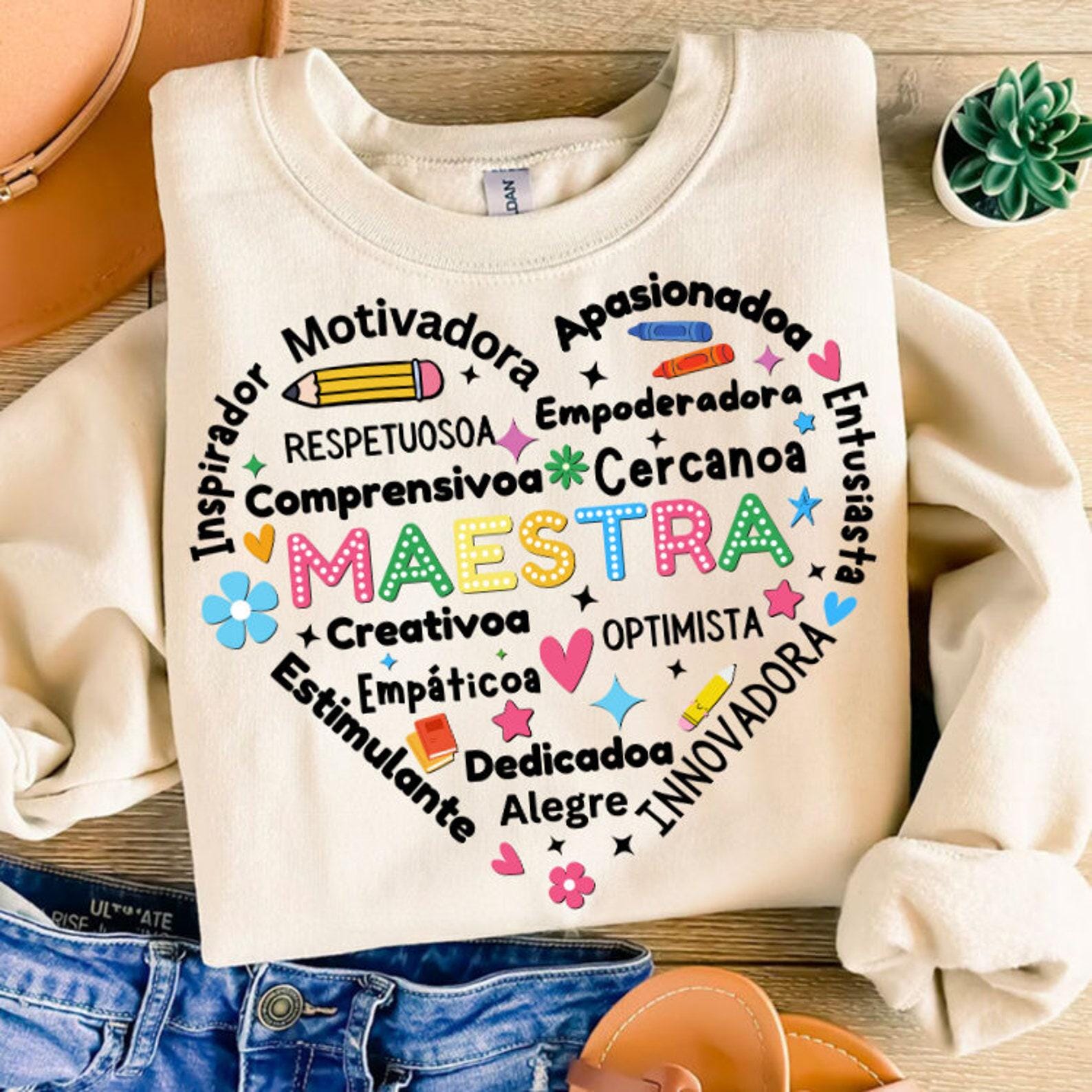 Retro Maestra Word Png, Teach Love Inspire, Spanish Teacher, Teacher ...