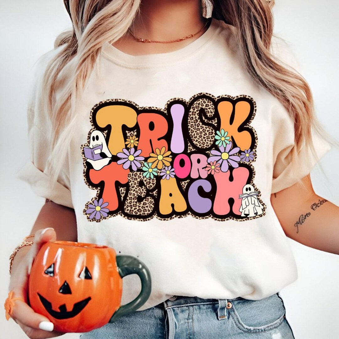 Retro Trick or Teach Teacher Png, Halloween Teacher Gift Sublimation ...