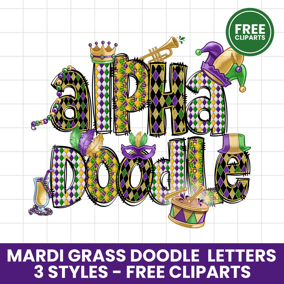 Make Your Own Name Mardi Gras Doodle Letters, Doodle Alpha Bundle Mari ...