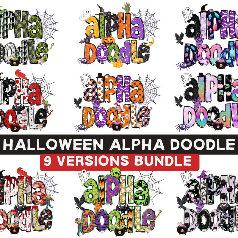 Halloween Doodle Alphabet - Etsy
