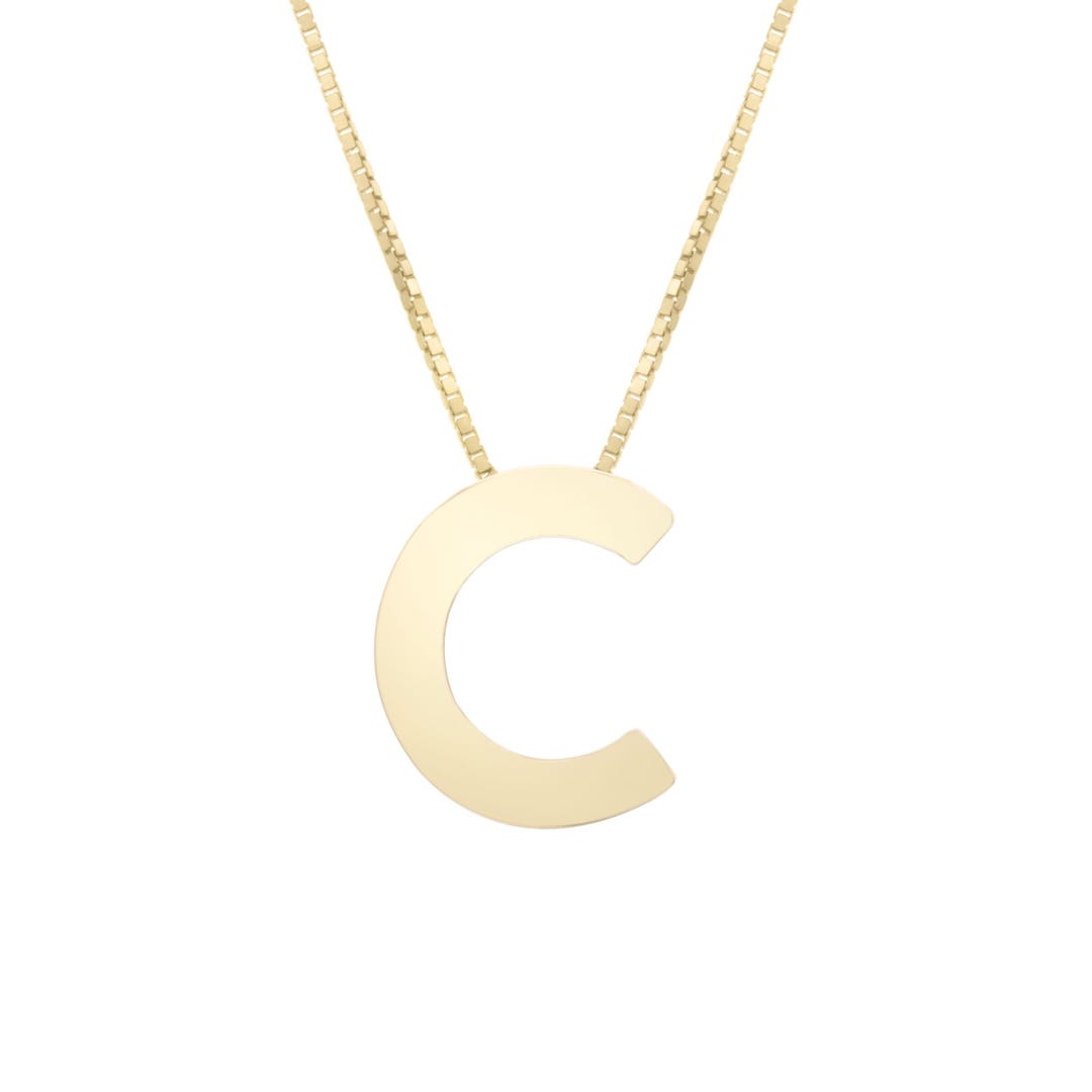 The 14K Yellow Gold Initial C Pendant Necklace - Etsy