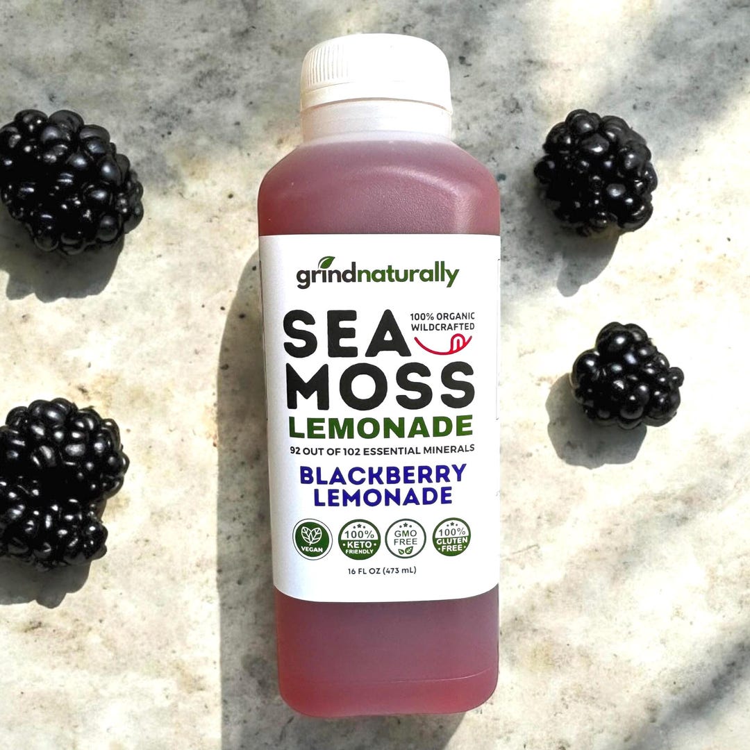 Organic Sea Moss Lemonade Blackberry Dr. Sebi Formula Grind Naturally ...