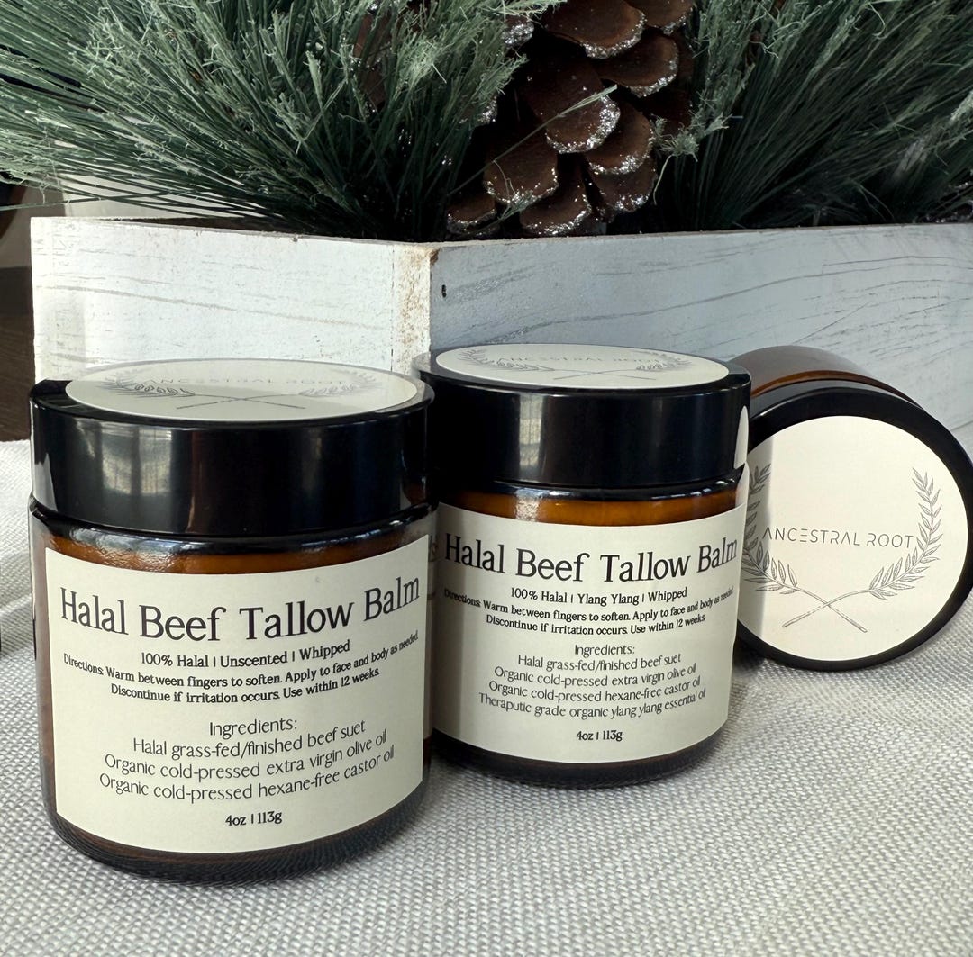 Halal Grass-fed Beef Tallow Balm: Whipped, Organic, Unscented, Ylang ...