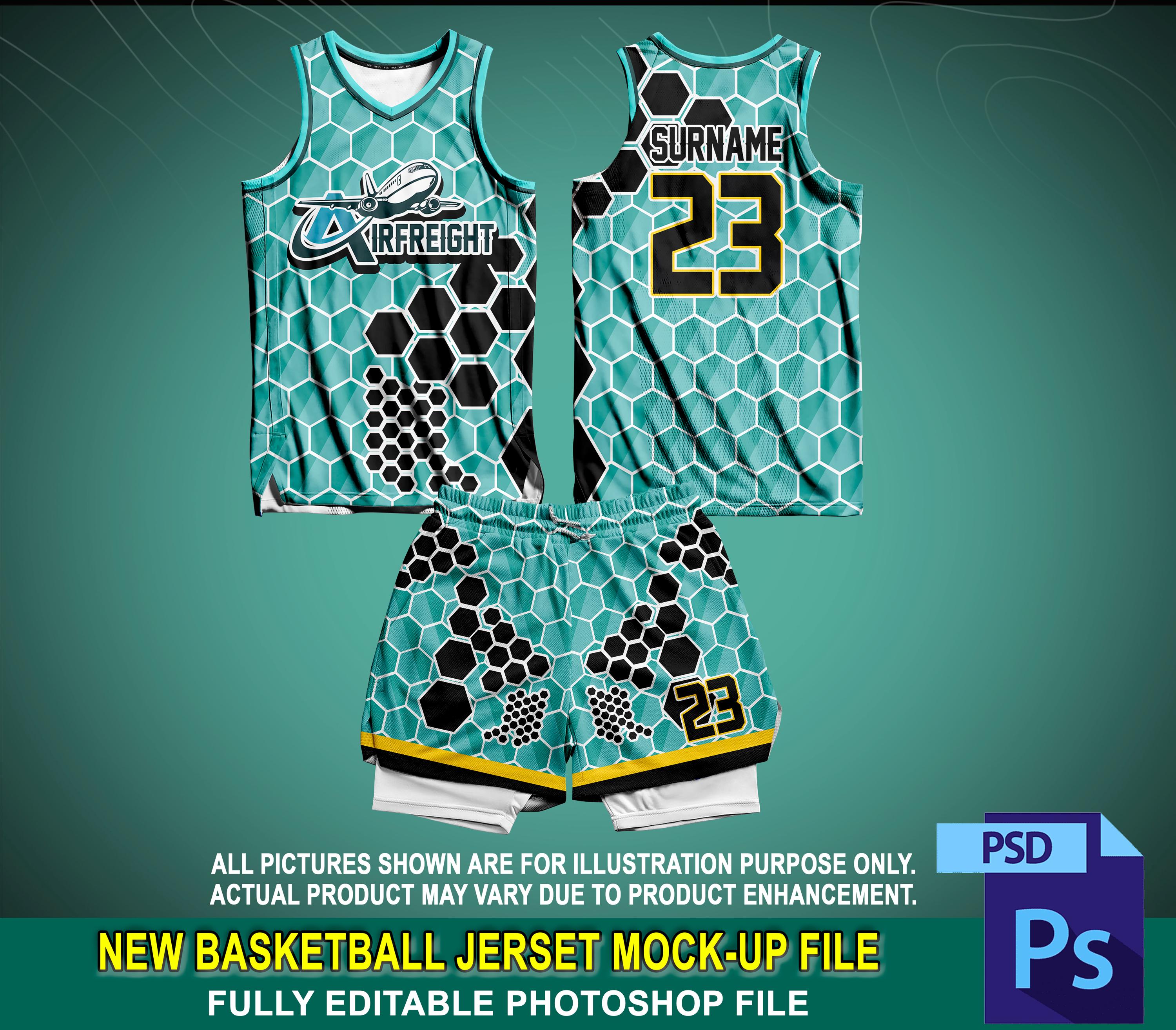 New Design Full Sublimation Editable Basketball Jersey Mock-up Files ...