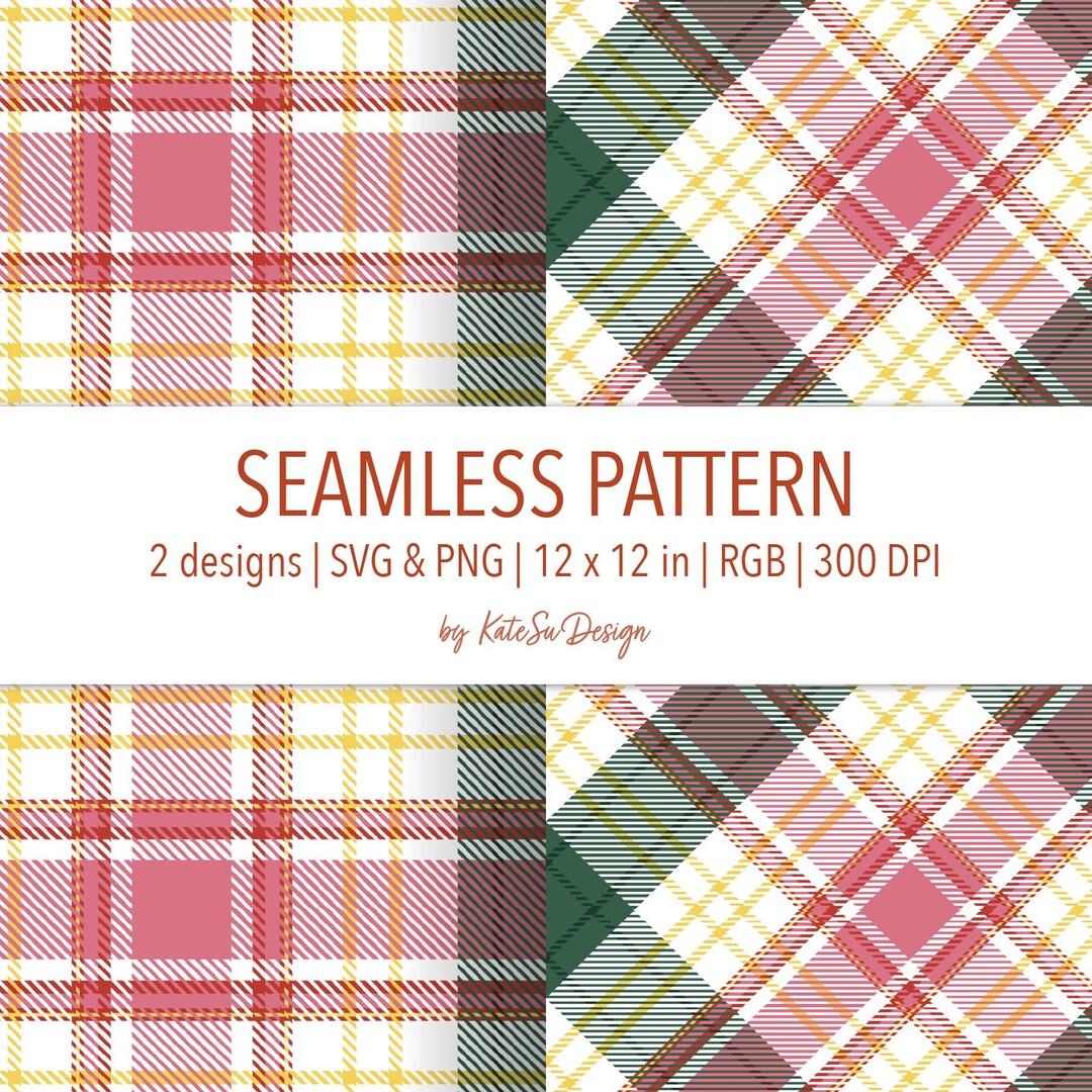 Christmas Plaid Seamless Pattern SVG and PNG File Fabric Print ...