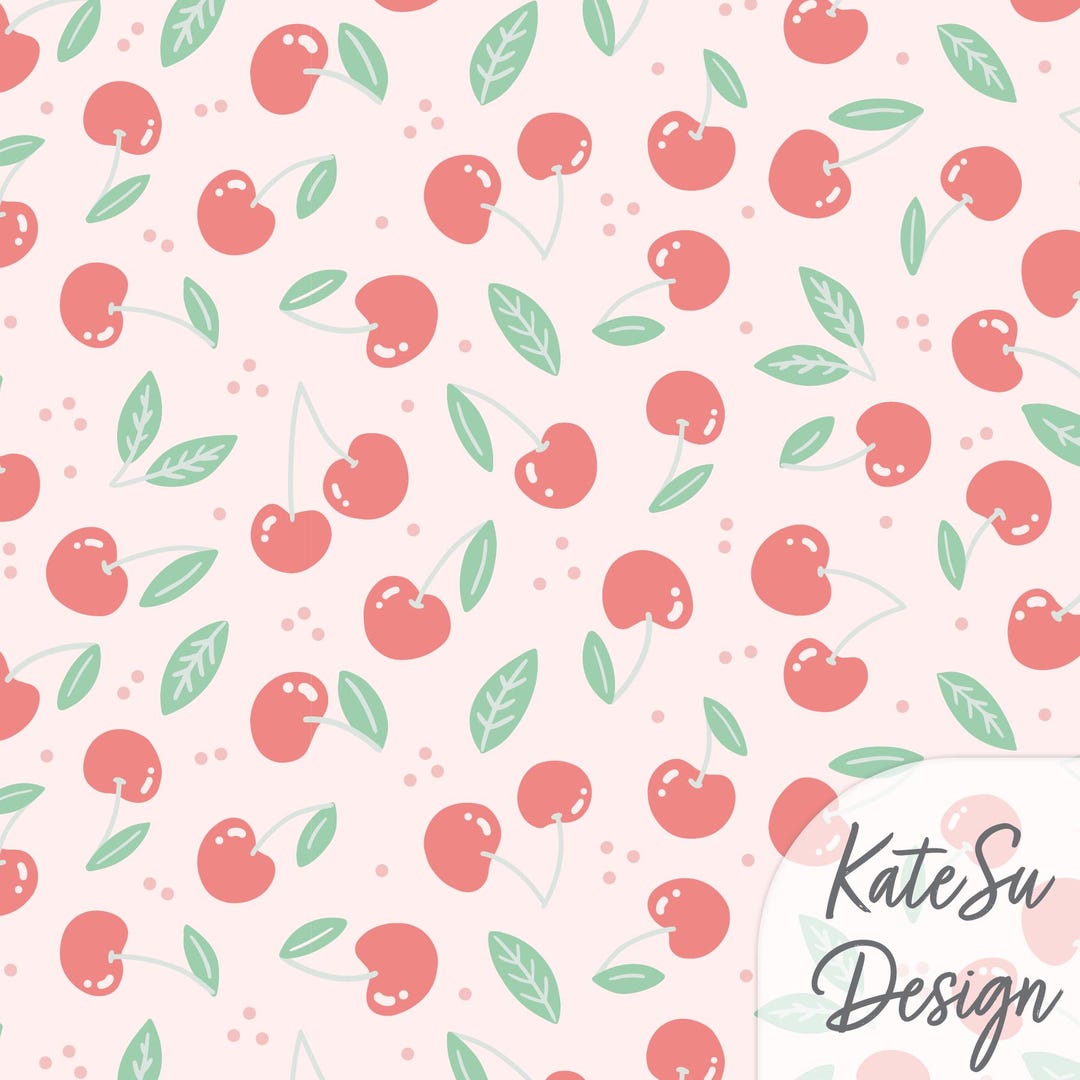 Pink Cherry Toss Seamless Pattern PNG for Fabric and Any Other Surface ...