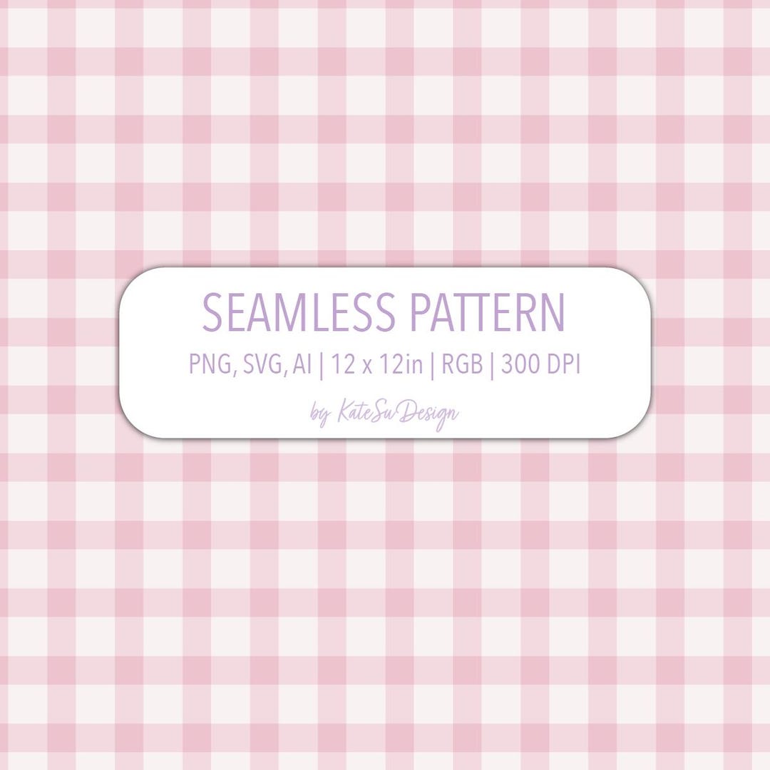 Pastel Pink Gingham Seamless Pattern PNG File SVG Girly Pink Check ...