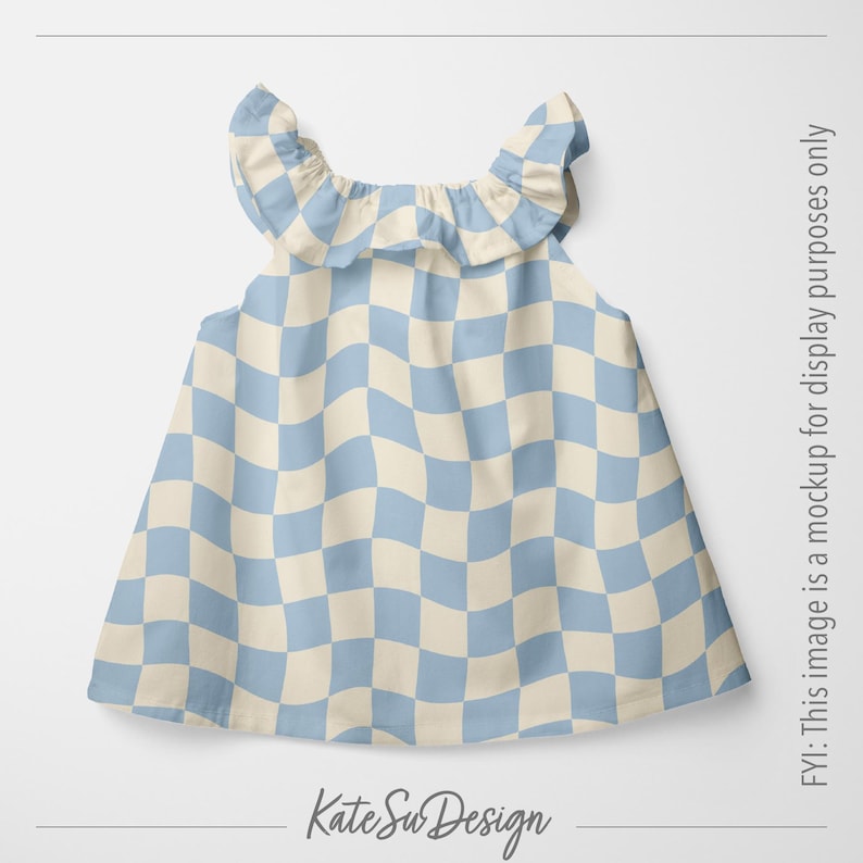 Pastel Blue Wavy Check Seamless Pattern SVG PNG AI File Retro 90s ...