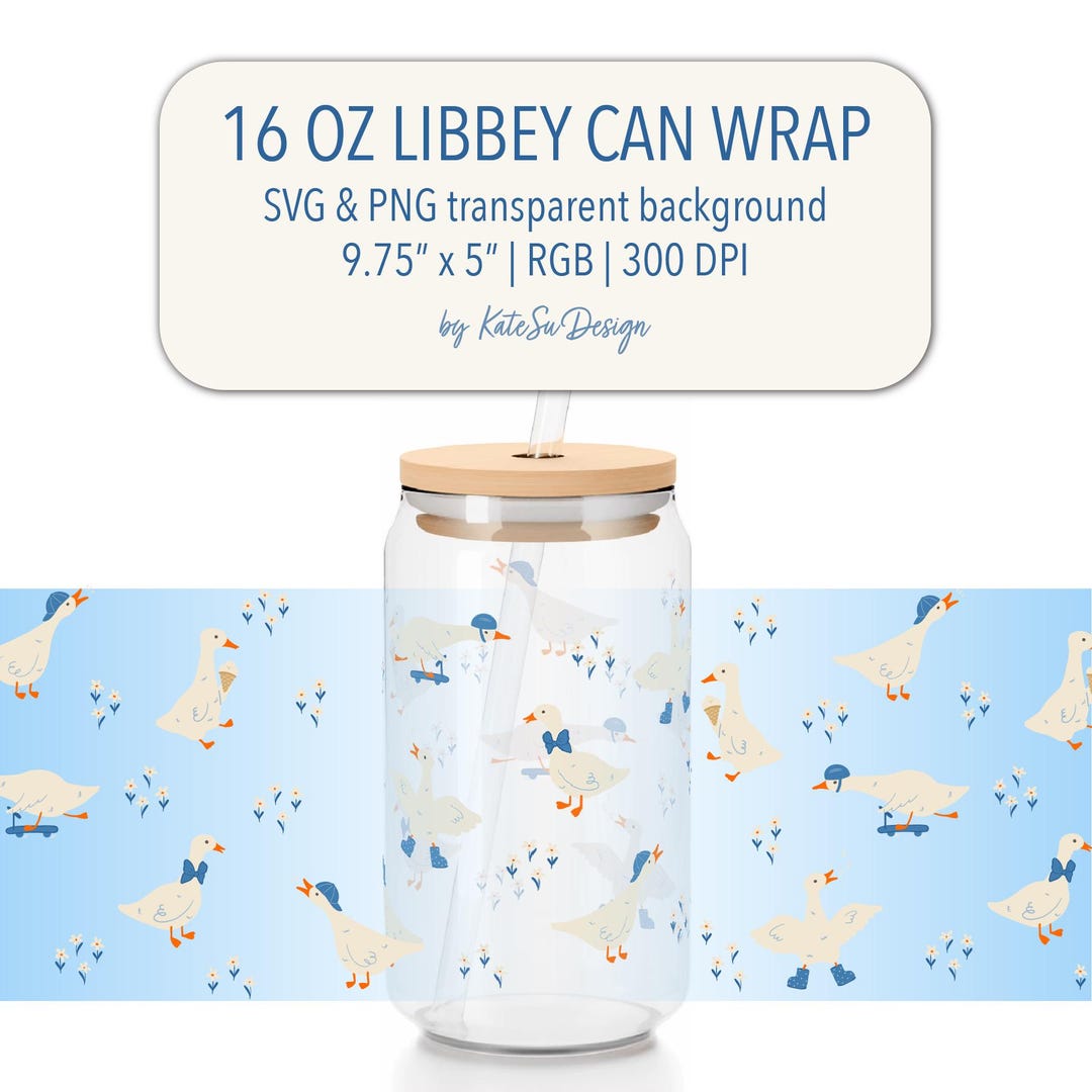 Silly Geese Libbey Can Wrap SVG File Cute Silly Goose 16oz Libbey Glass ...