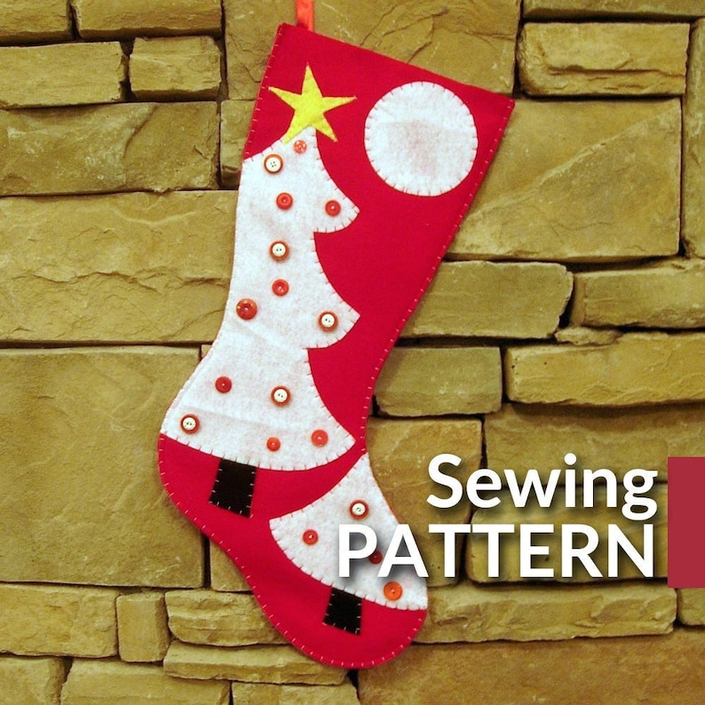 Extra Large Christmas Stocking Sewing Pattern: Tree Design (PDF Pattern ...