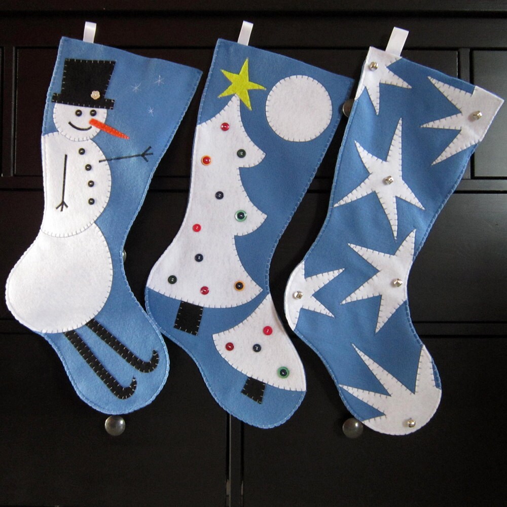 Skiing Snowman Christmas Stocking Sewing Pattern: DIY Felt Decor (PDF ...
